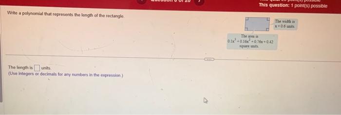 Solved Write a polynomial that represents the length of the | Chegg.com