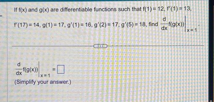 Solved If f(x) and g(x) are differentiable functions such | Chegg.com