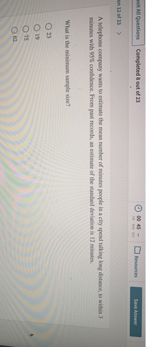 Solved mmit All Questions Completed 8 out of 23 00 45 - | Chegg.com