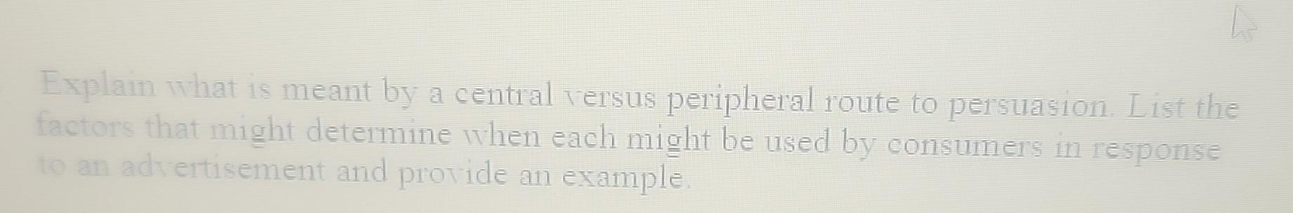 Solved Explain what is meant by a central versus peripheral | Chegg.com