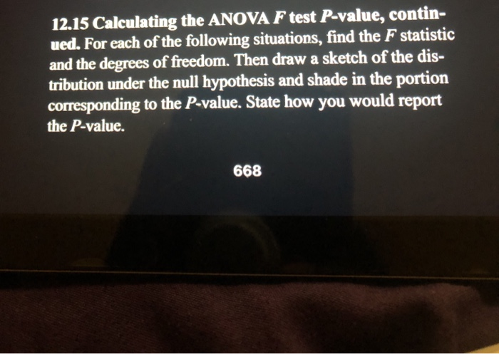 Solved 12.15 Calculating the ANOVA F test P-value, contin- | Chegg.com