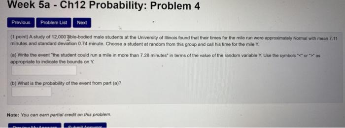Solved Week 5a - Ch12 Probability: Problem 4 Previous | Chegg.com