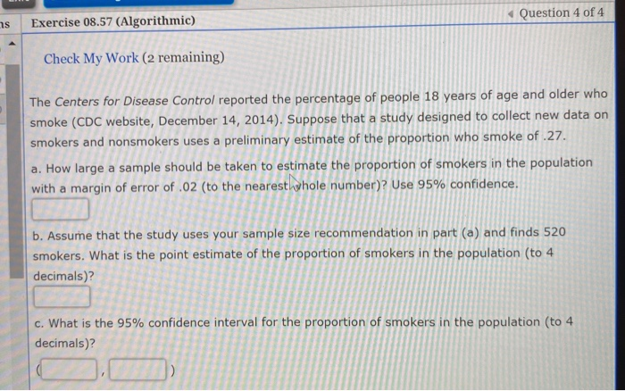 Solved Exercise 08.57 (Algorithmic) Question 4 of 4 Check My | Chegg.com