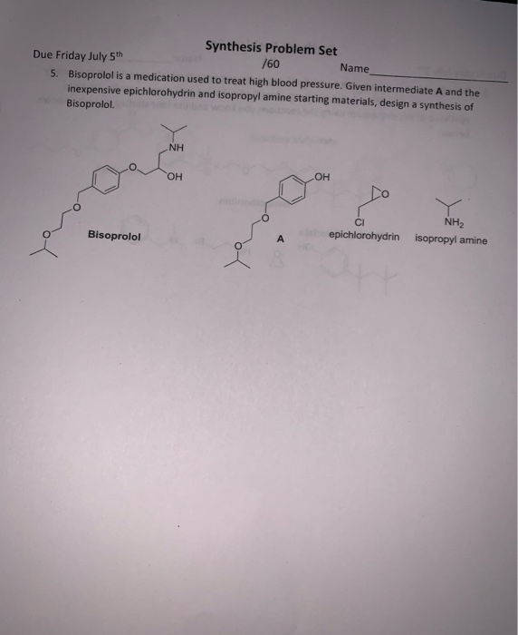 Solved Synthesis Problem Set /60 Bisoprolol is a medication | Chegg.com