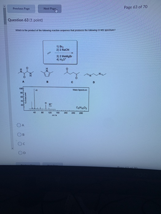 Solved Previous Page Next Page Page 63 of 70 Question 63 (1 | Chegg.com
