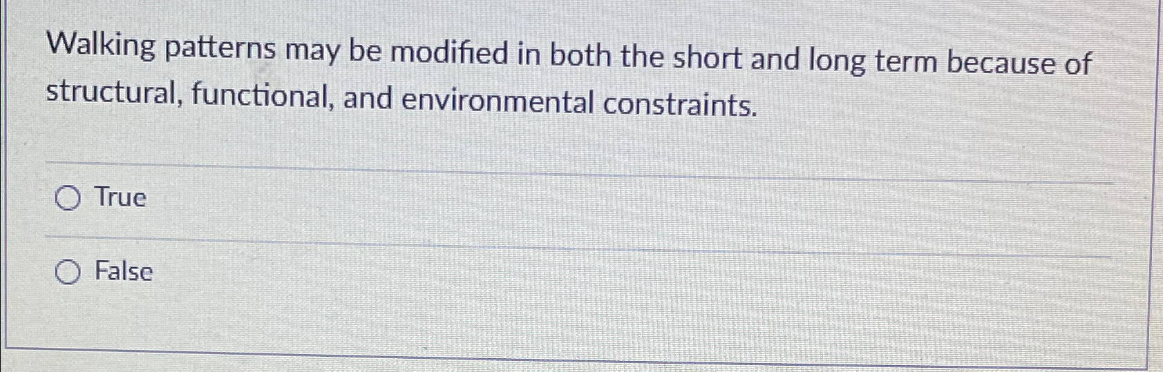 Solved Walking patterns may be modified in both the short | Chegg.com