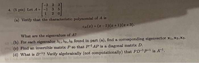 Solved Verify that the characteristics polynomial of a is | Chegg.com