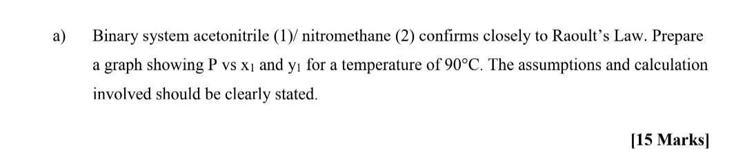 Solved a) Binary system acetonitrile (1)/nitromethane (2) | Chegg.com