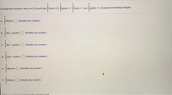 Solved Consider two functions f and gon (1,9) such that | Chegg.com