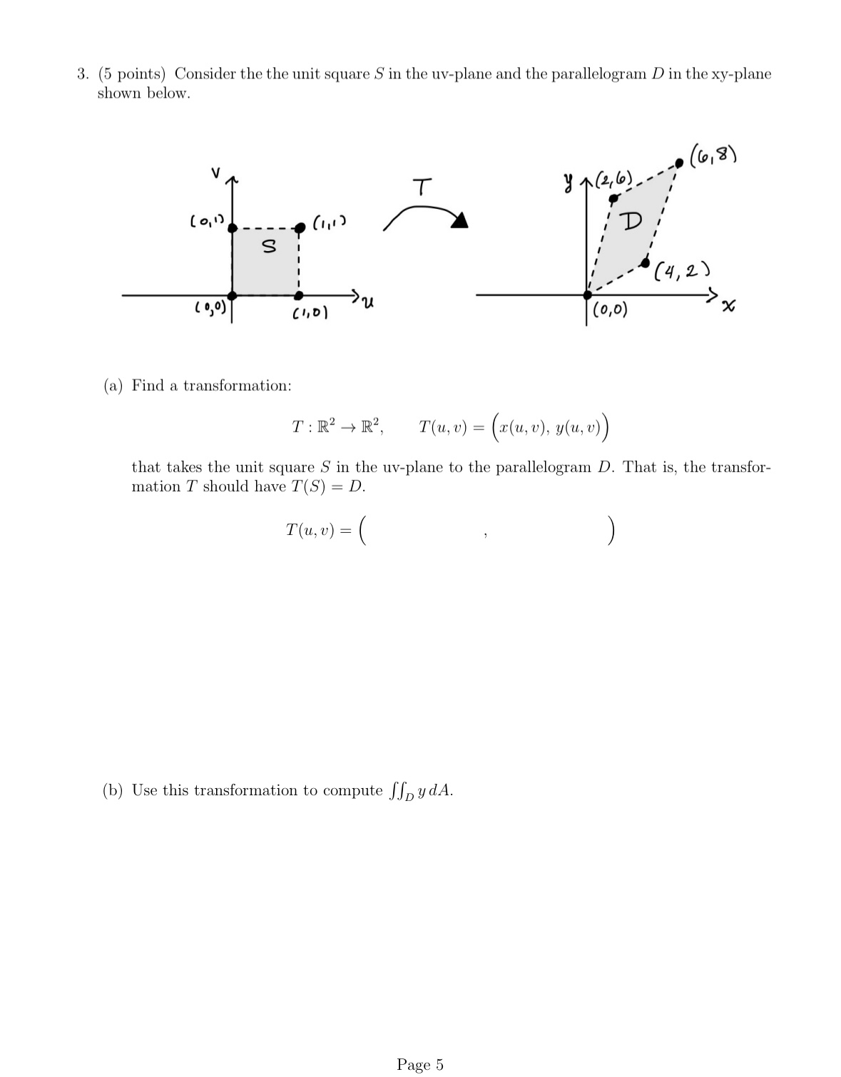 Solved (5 ﻿points) ﻿Consider the the unit square S ﻿in the | Chegg.com