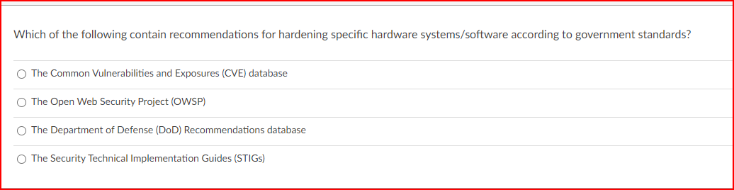Solved Which of the following contain recommendations for | Chegg.com