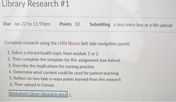 Solved Library Research Worksheet Student Name: Complete | Chegg.com