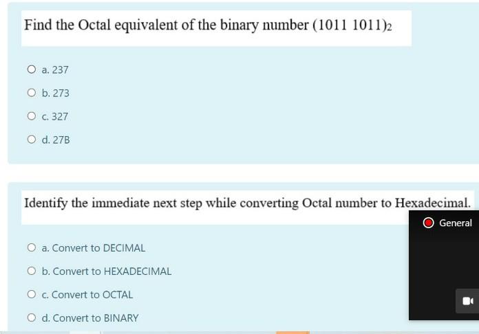 Solved Find the Octal equivalent of the binary number (1011 | Chegg.com