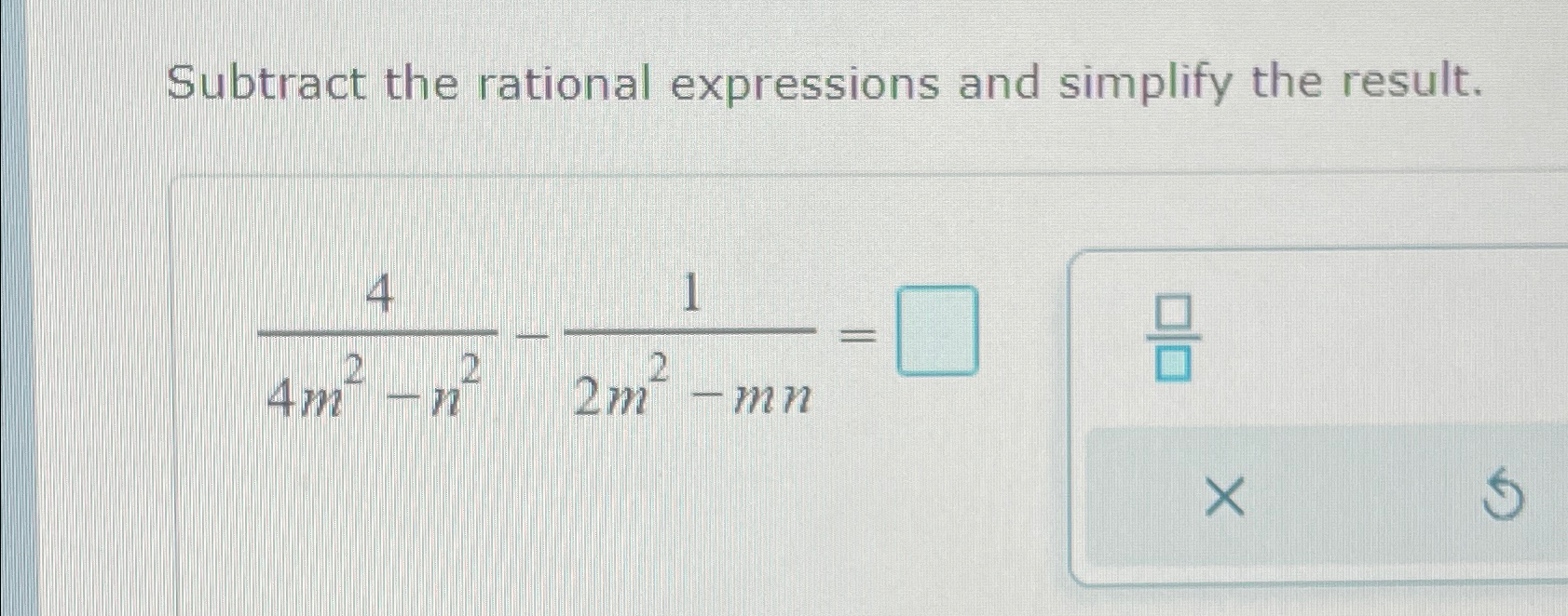 Solved Subtract the rational expressions and simplify the | Chegg.com