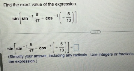 Solved Find the exact value of the | Chegg.com