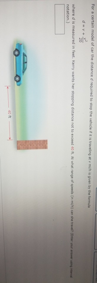 Solved For a certain model of car the distance d required to | Chegg.com