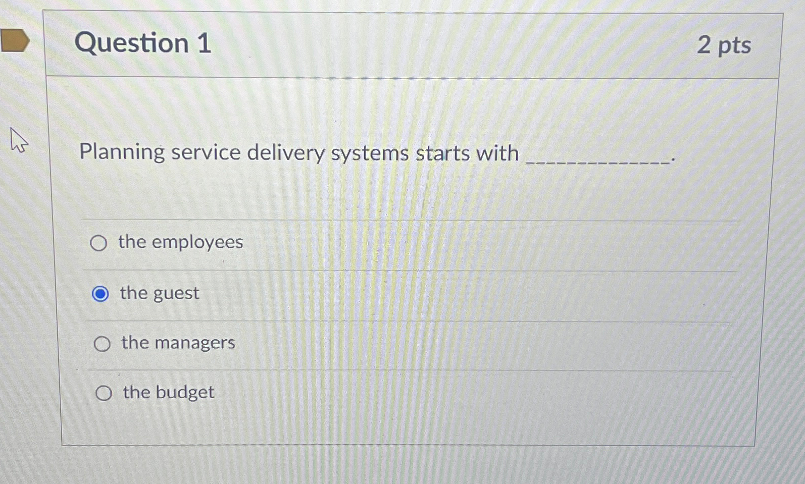 Solved Question 12 ﻿ptsPlanning service delivery systems | Chegg.com
