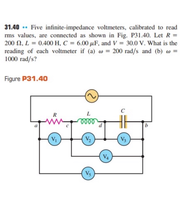 Solved 31.40 .. Five infinite-impedance voltmeters, | Chegg.com