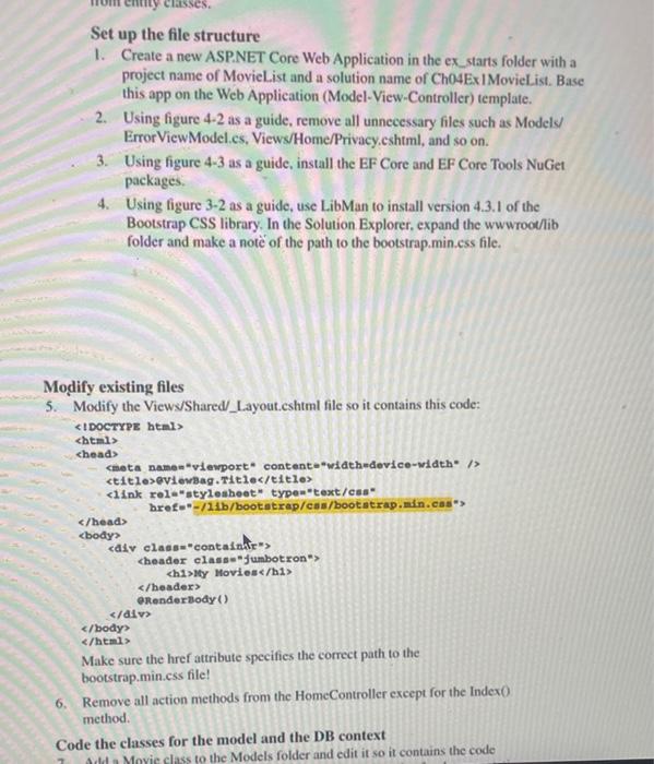 Solved Set up the file structure 1. Create a new ASP.NET | Chegg.com