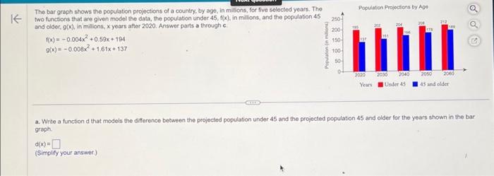 Solved K The bar graph shows the population projections of a | Chegg.com