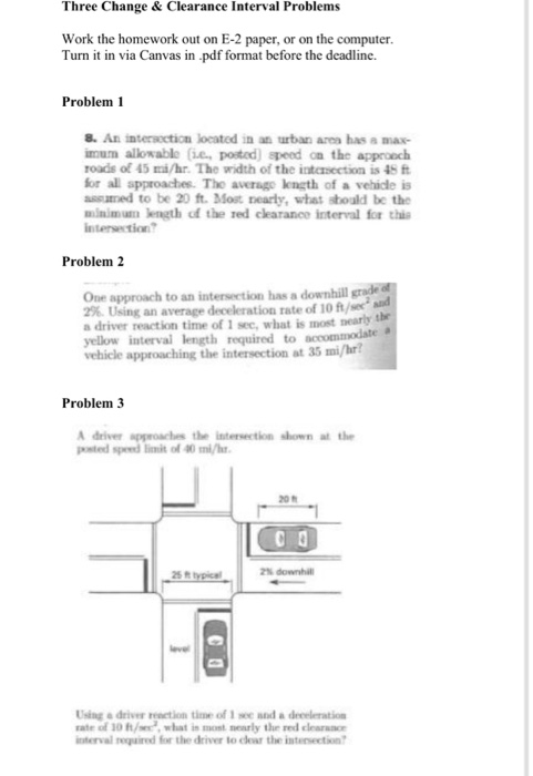 Three Change & Clearance Interval Problems Work the | Chegg.com