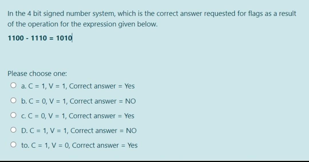 Solved In the 4 bit signed number system, which is the | Chegg.com