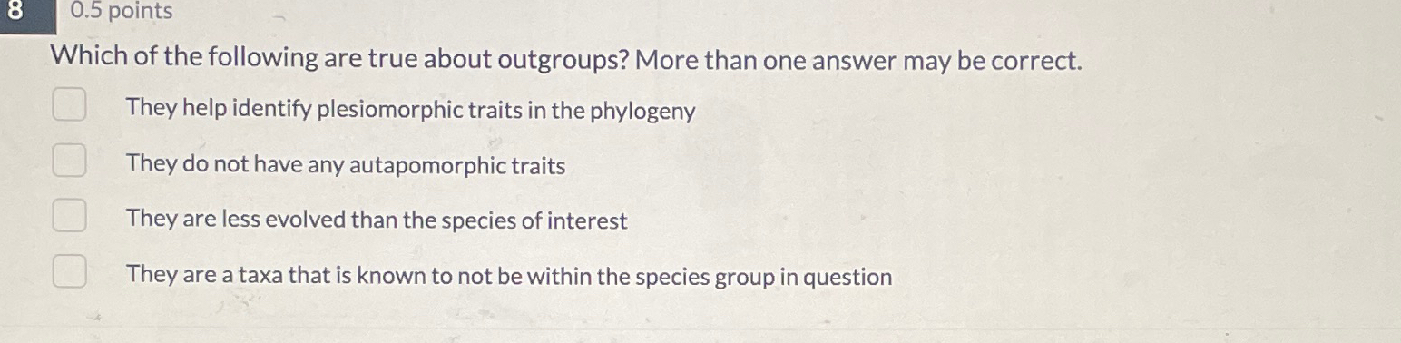 Solved 0.5 ﻿pointsWhich of the following are true about | Chegg.com