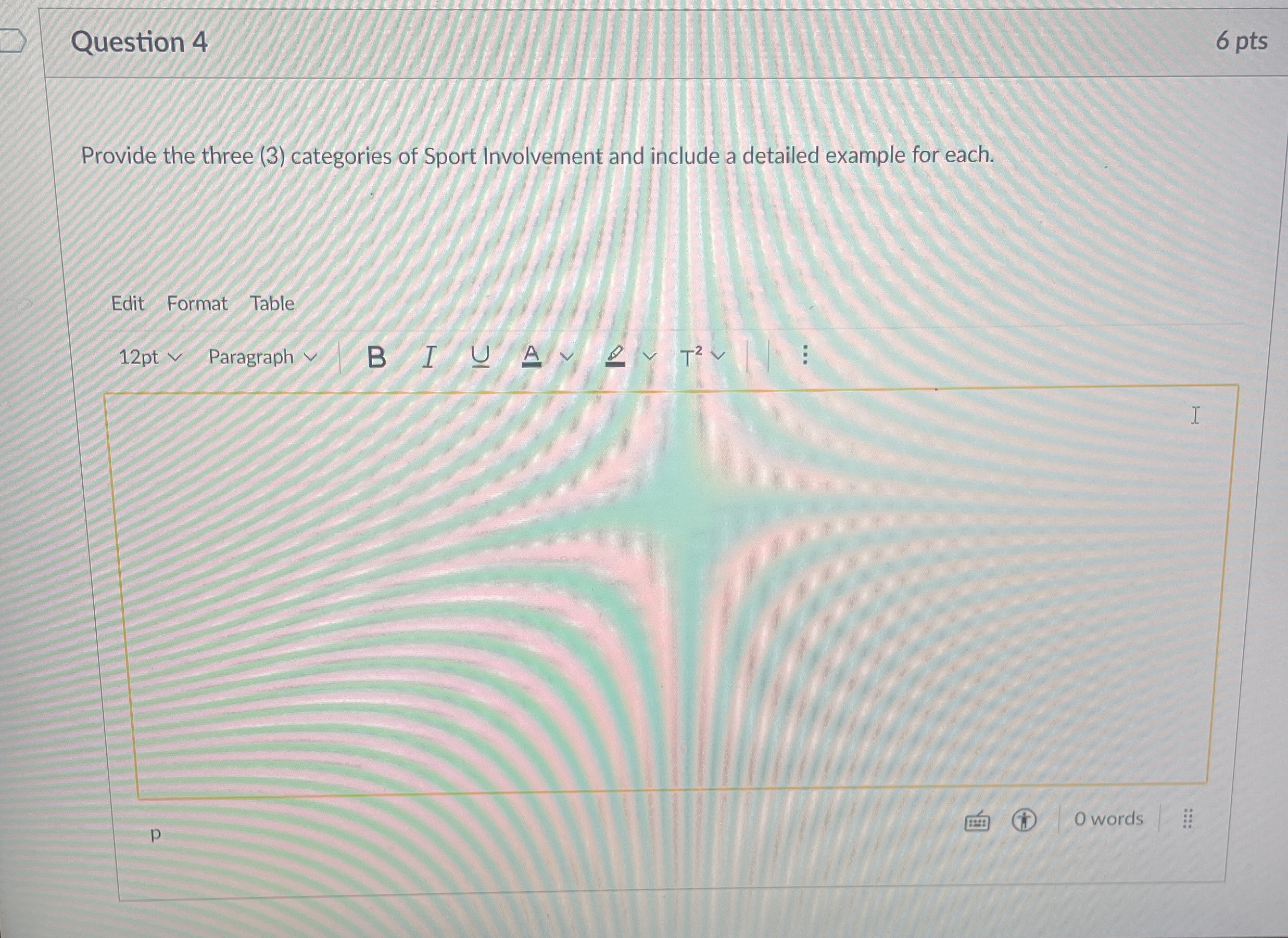 Solved Question 4Provide the three (3) ﻿categories of Sport | Chegg.com