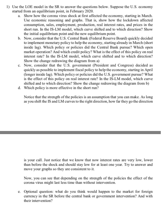 Solved 1) Use the LOE model in the SR to answer the | Chegg.com