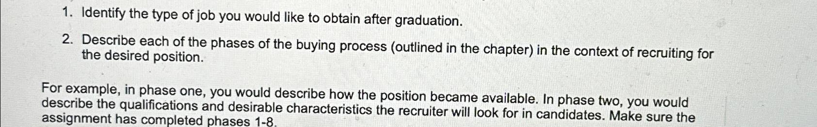 Solved Identify the type of job you would like to obtain | Chegg.com