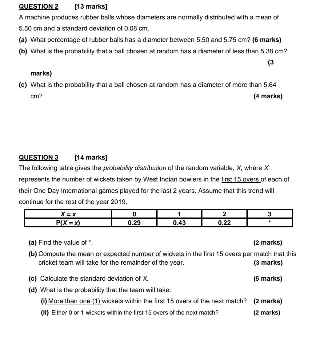 Solved QUESTION 2 [13 marks] A machine produces rubber balls | Chegg.com