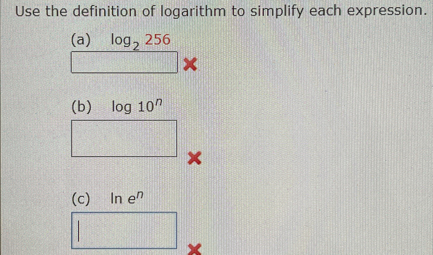 Solved Use the definition of logarithm to simplify each | Chegg.com