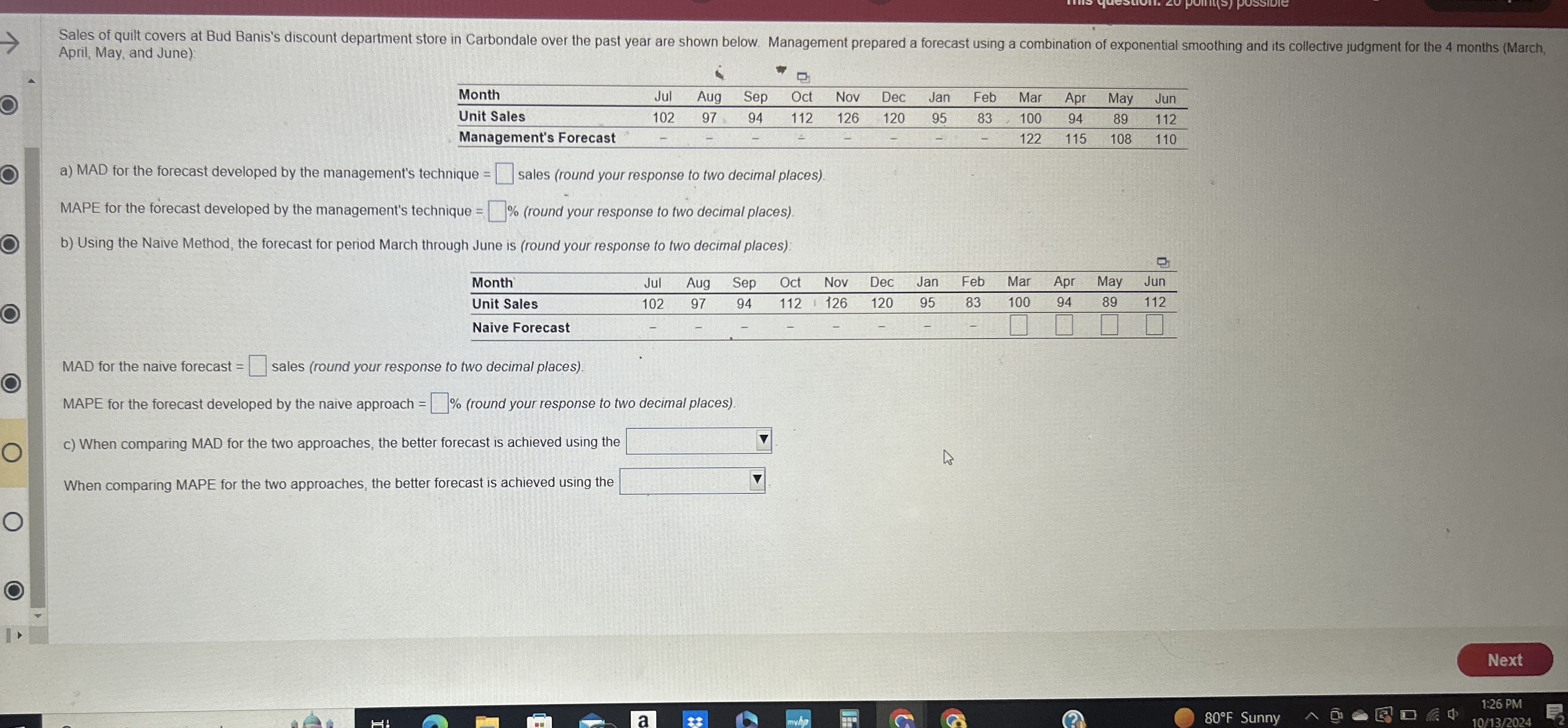 Solved April, May, and June)a) ﻿MAD for the forecast | Chegg.com