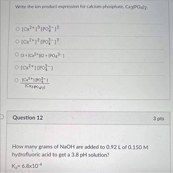 Solved Write the ion product expression for calcium | Chegg.com