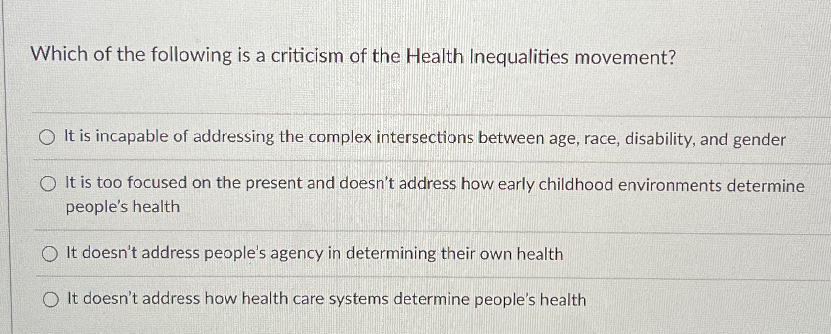 Solved Which of the following is a criticism of the Health | Chegg.com