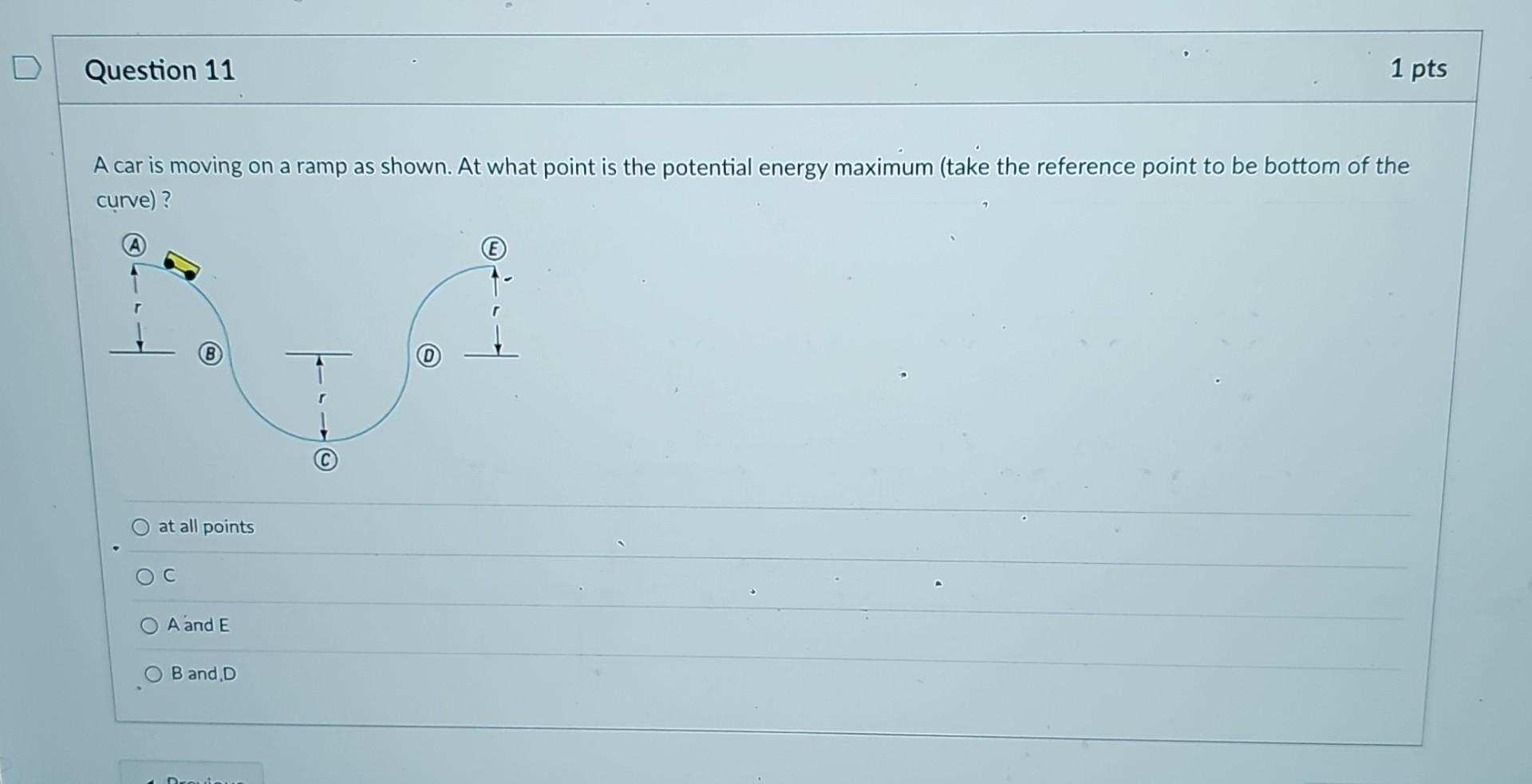 Solved A car is moving on a ramp as shown. At what point is | Chegg.com