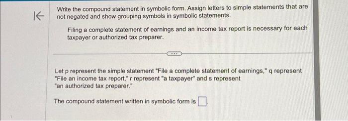 Solved Write the compound statement in symbolic form. Assign | Chegg.com