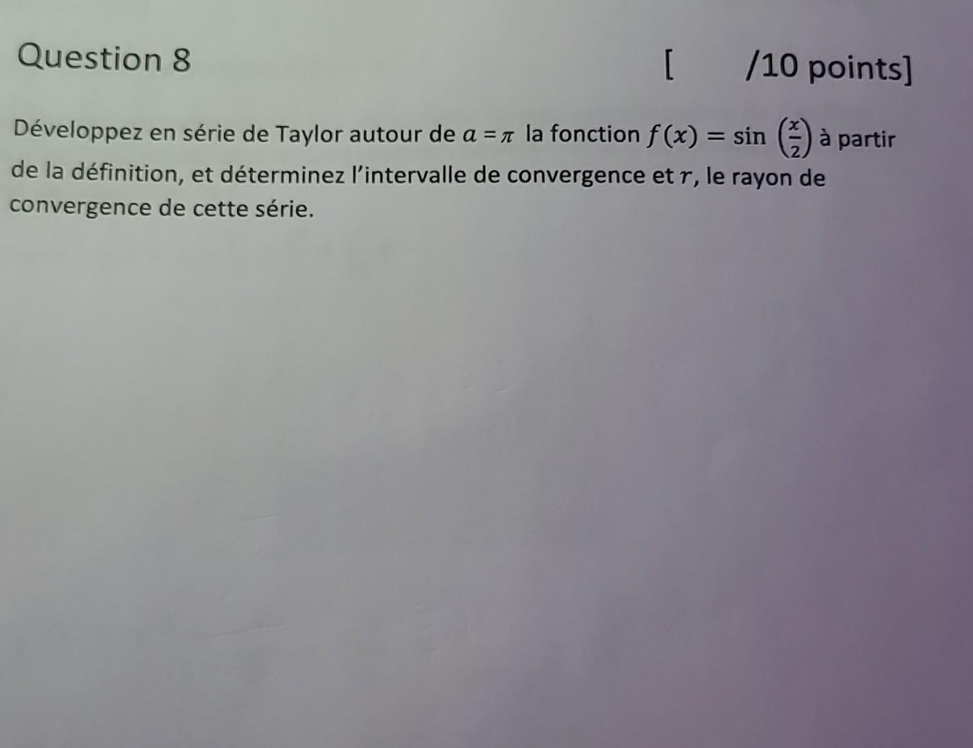 Solved Expand the function f(x)=sin" " (x/2) in a Taylor | Chegg.com