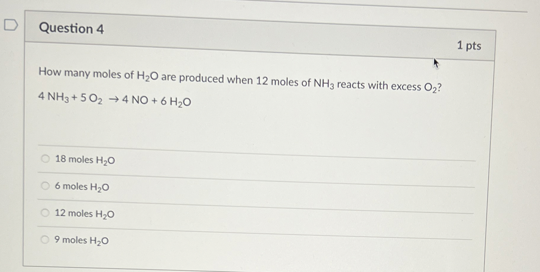 Solved Question 41 ﻿ptsHow many moles of H2O ﻿are produced | Chegg.com