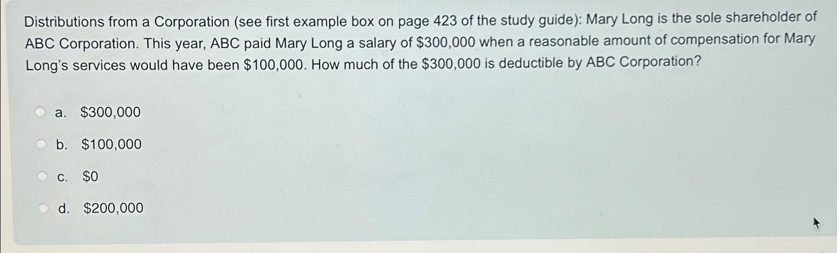 Solved Distributions from a Corporation (see first example | Chegg.com