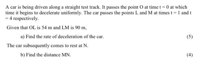 Solved A car is being driven along a straight test track. It | Chegg.com