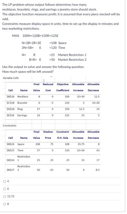 Solved The LP problem whose output follows determines how | Chegg.com