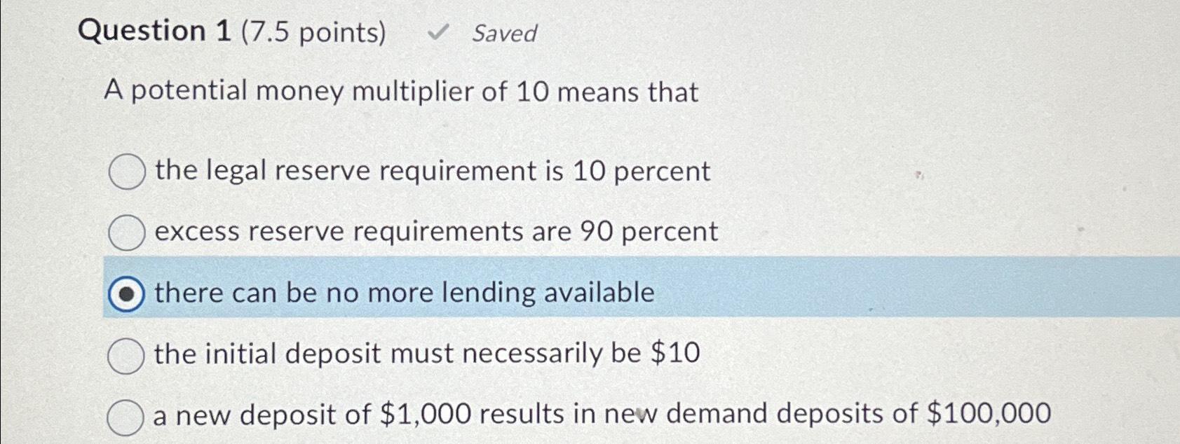 Solved Question 1 (7.5 ﻿points) ﻿SavedA potential money | Chegg.com