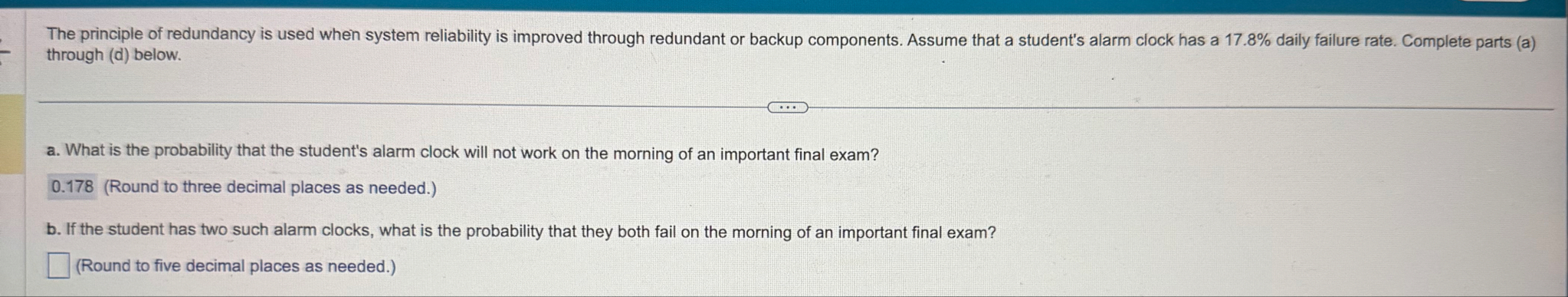 Solved The principle of redundancy is used when system | Chegg.com