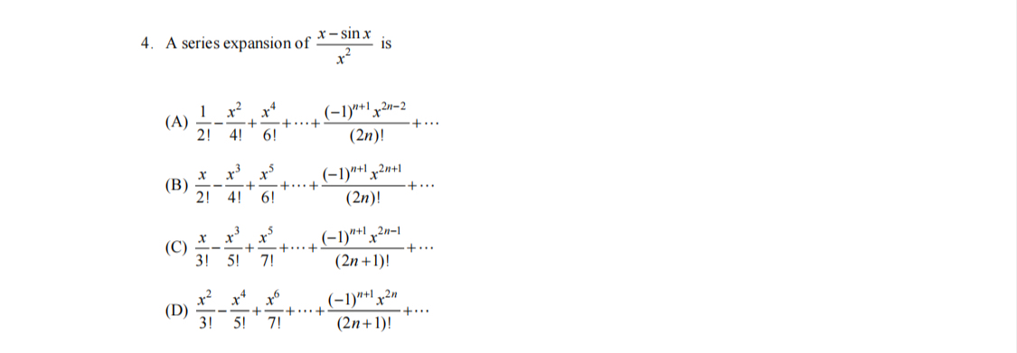 Solved A series expansion of x-sinxx2 | Chegg.com