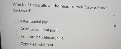 Solved Which of these allows the head to rock forward and | Chegg.com