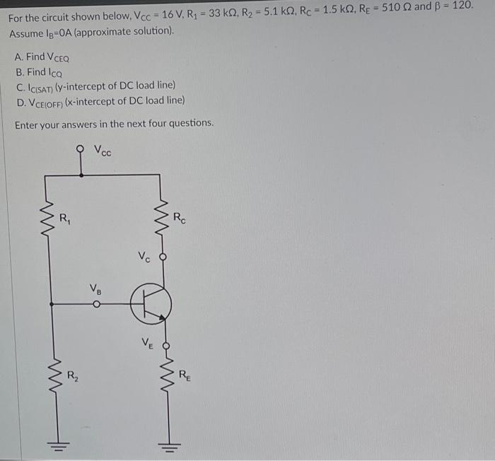 Solved For the circuit shown below, VCC=16 | Chegg.com