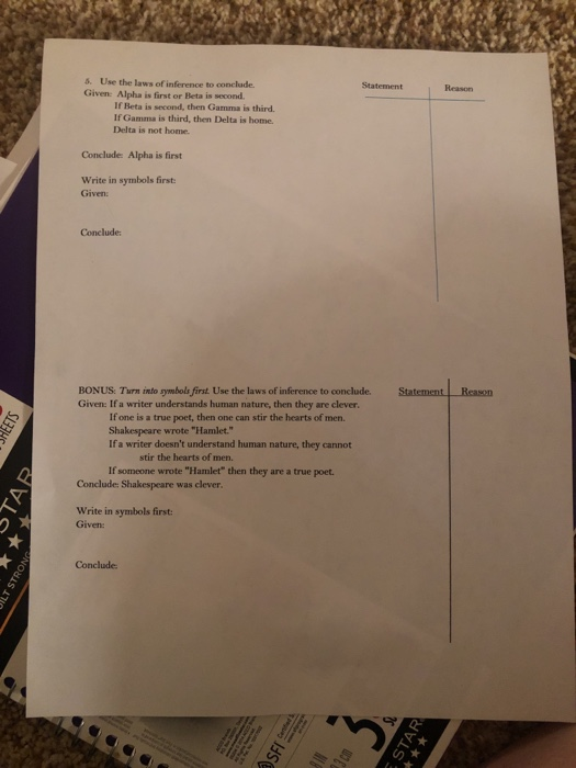 Solved 5. Use the laws of inference to conclude. Given Alpha | Chegg.com