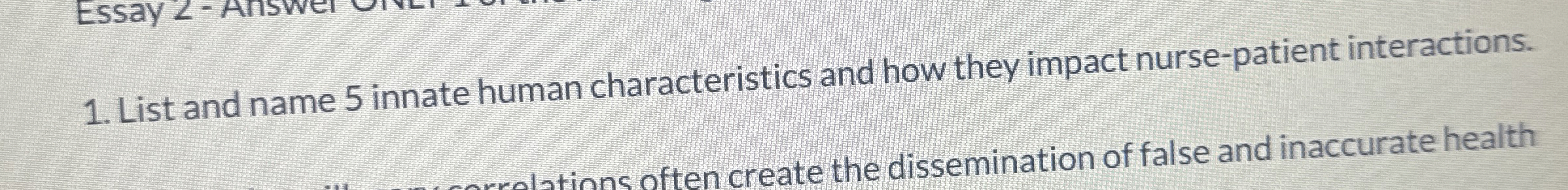 Solved List and name 5 ﻿innate human characteristics and how | Chegg.com