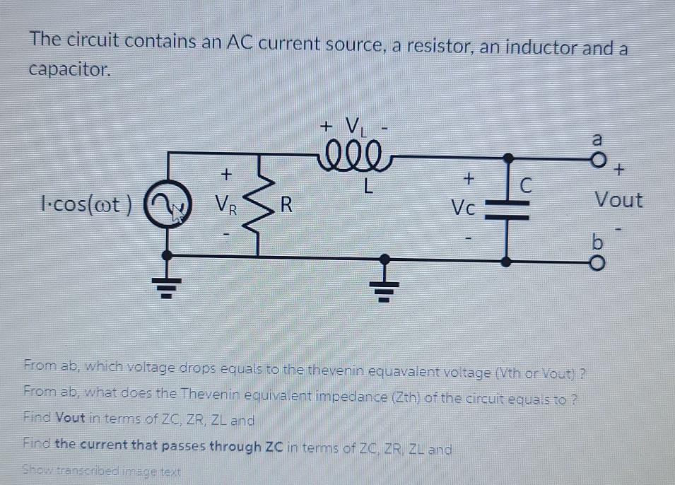 Solved The circuit contains an AC current source, a | Chegg.com